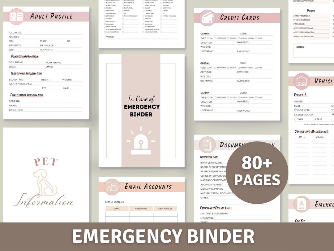 Family Emergency Binder - Important Document Organizer , in Case of ...