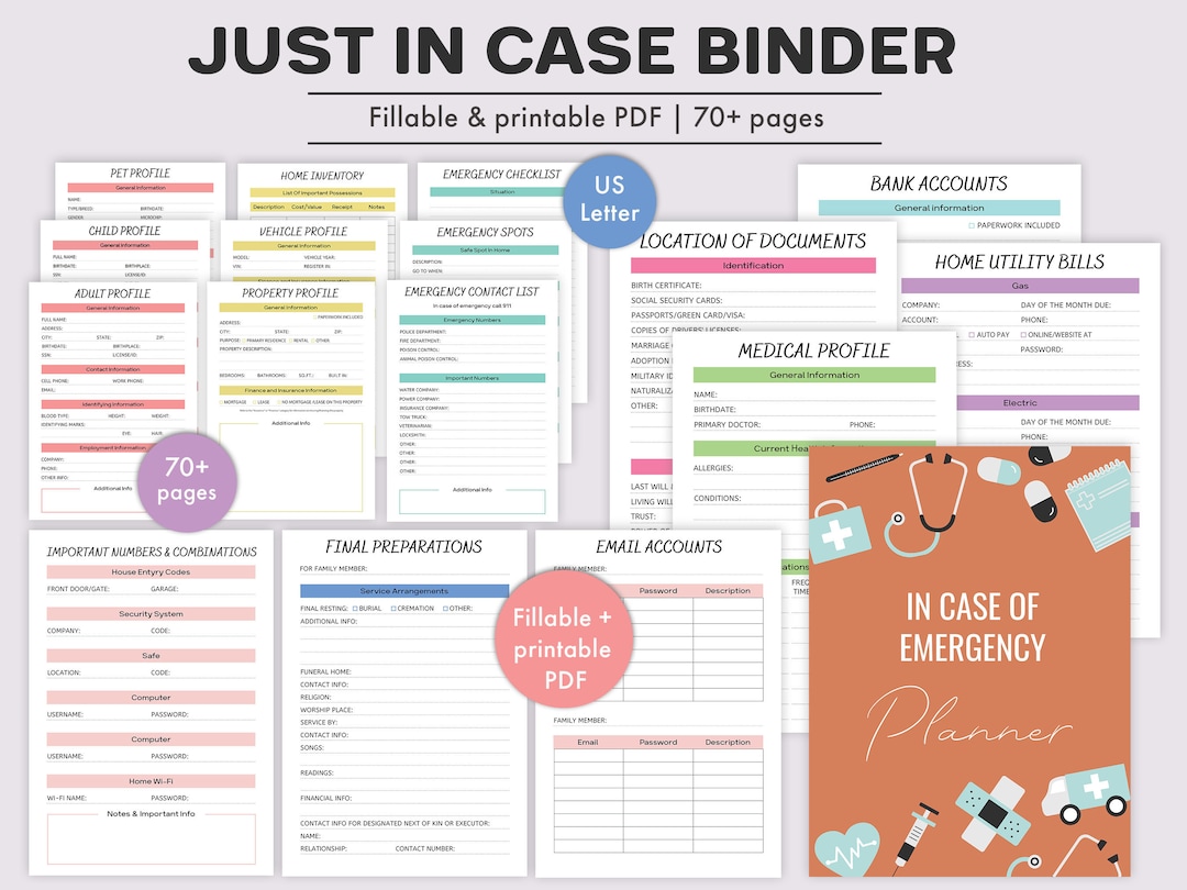 Emergency Binder Fillable and Printable PDF - "what If?" Binder, in ...