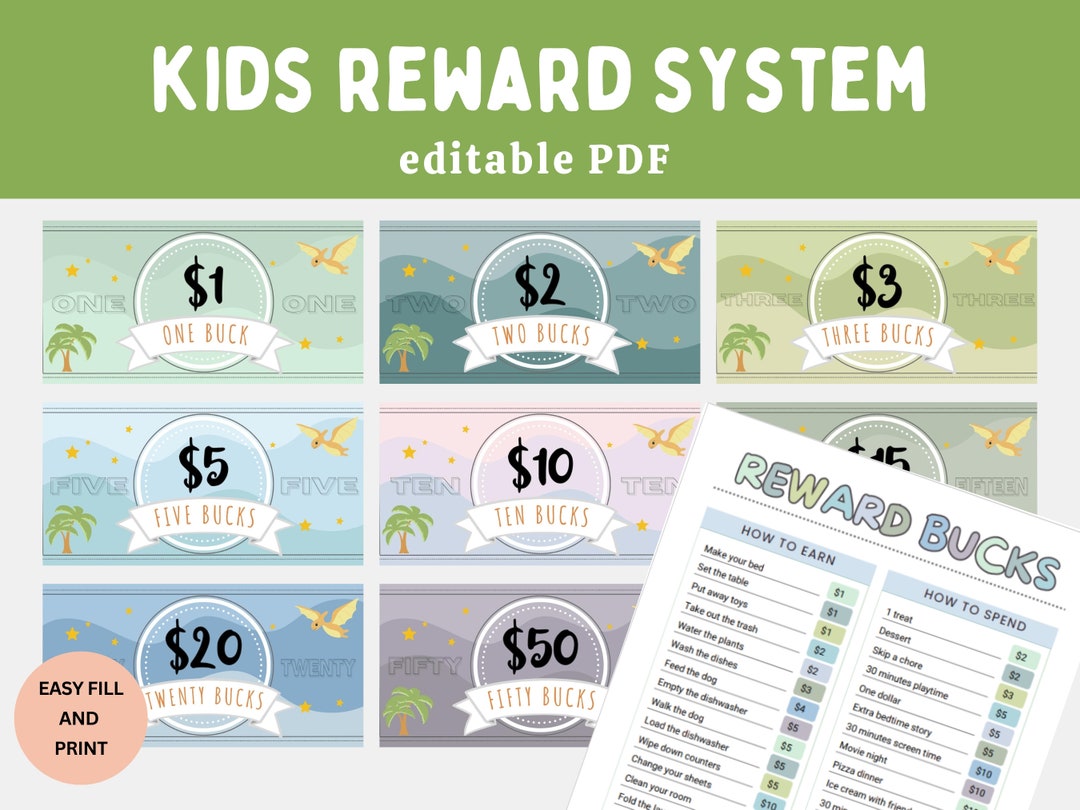 Editable Kids Reward Chart , Mom Bucks , Chore Chart Printable, Good ...