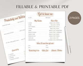 Printable Getting to Know You Survey Coworker Survey - Etsy