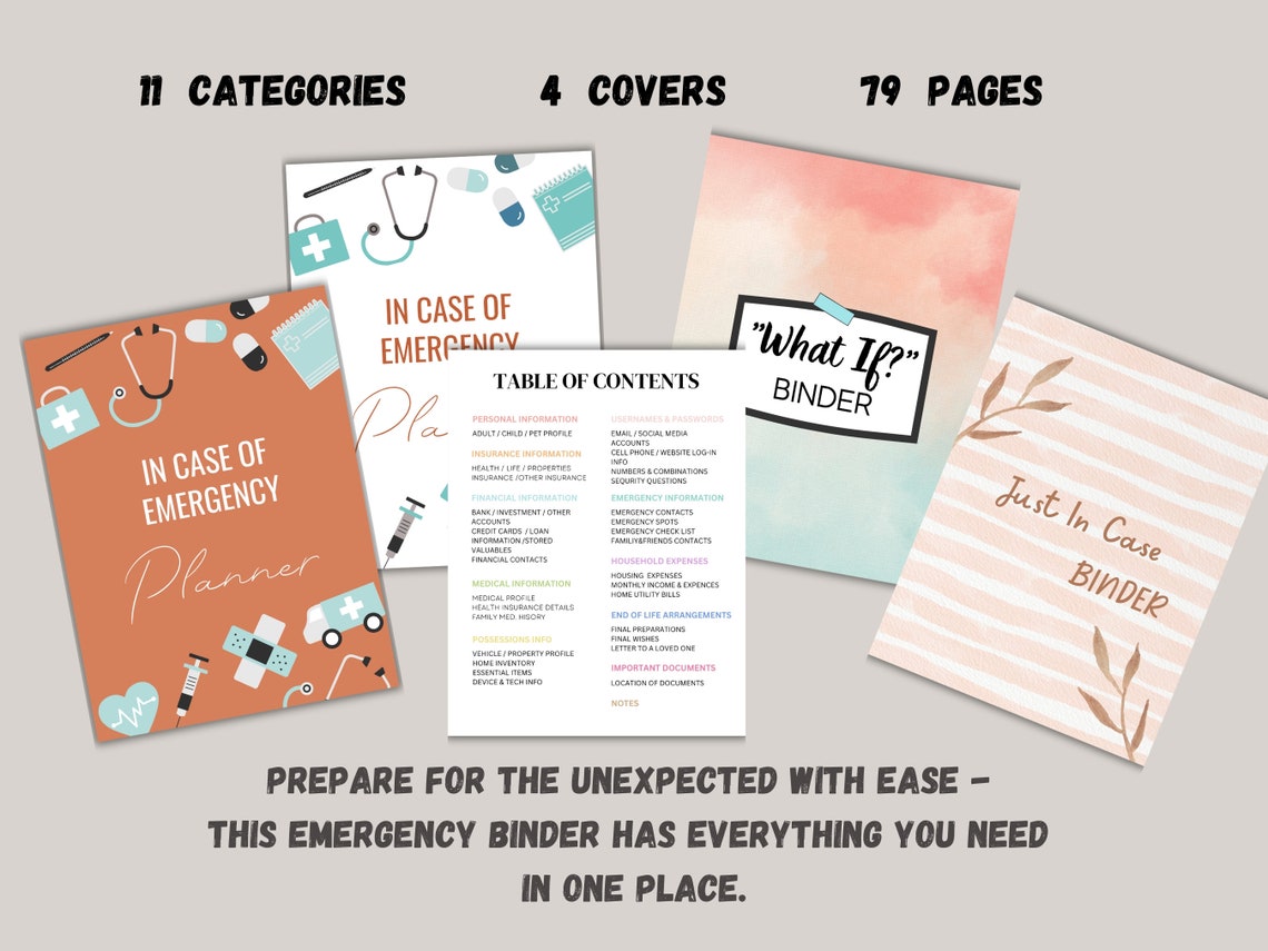 Emergency Binder Fillable and Printable PDF what - Etsy Canada