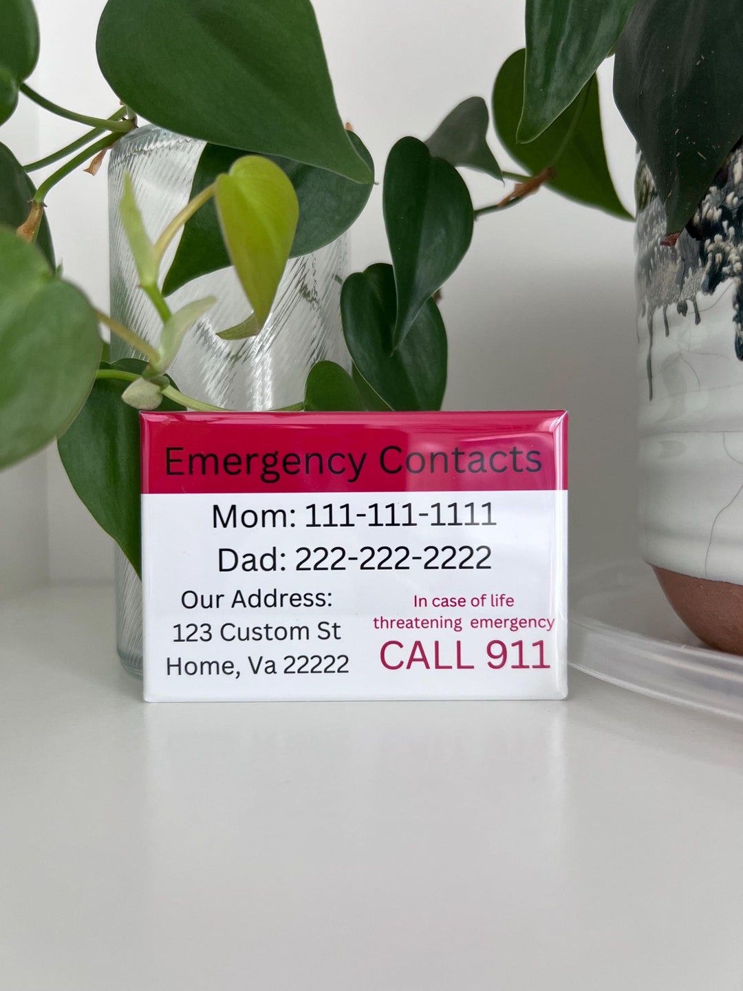 Emergency Contact Magnet| | Fridge Magnet| Personalized| Babysitter ...