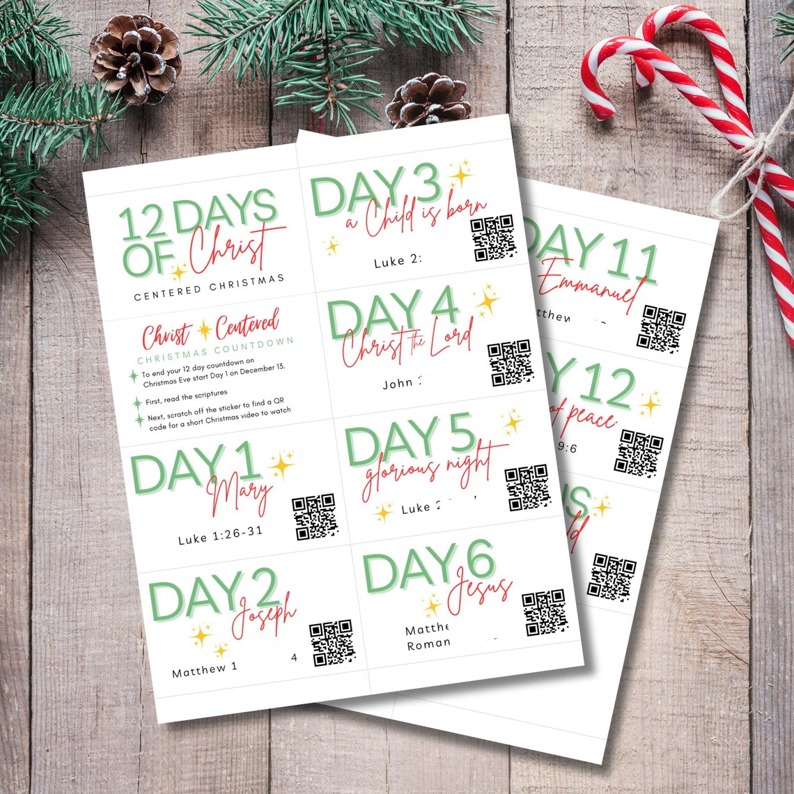 12 Days of Christmas Christ Centered Activity Cards. Printable Download ...