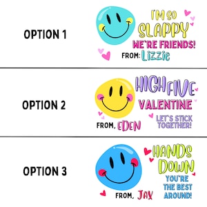 Personalized Sticky Hand Valentines. PRINTED Cards. Toy Included. Non ...