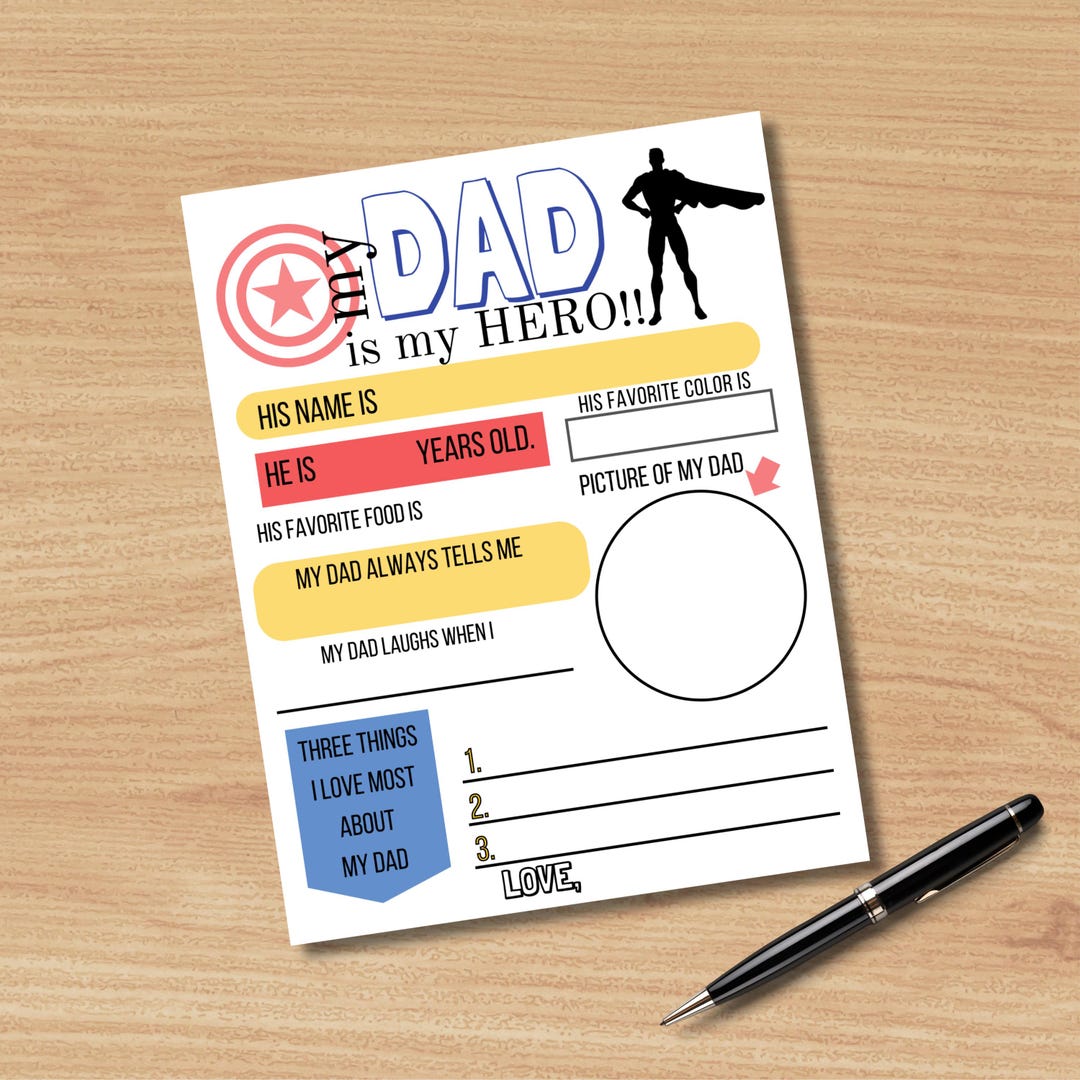 All About My Dad Fill in the Blank Father's Day or Birthday Card ...