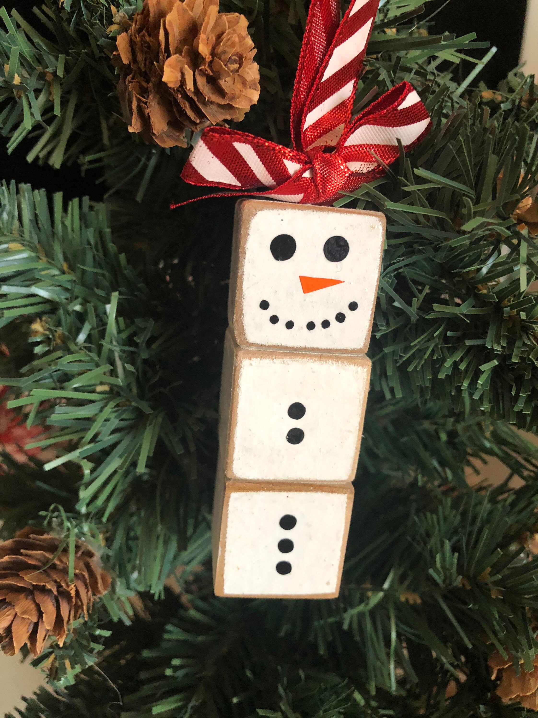 Snowman Mini Block Ornament. - Etsy