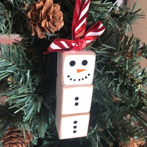 Snowman Mini Block Ornament. - Etsy