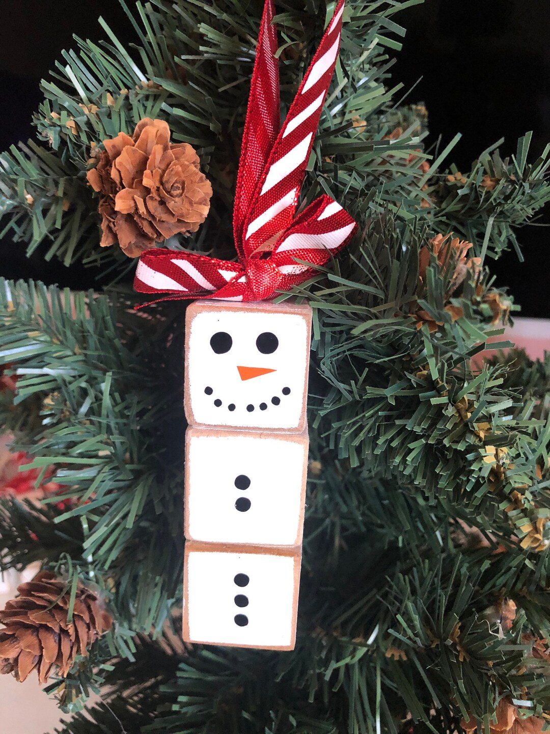 Snowman Mini Block Ornament. - Etsy