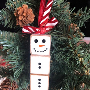 Snowman Mini Block Ornament. - Etsy