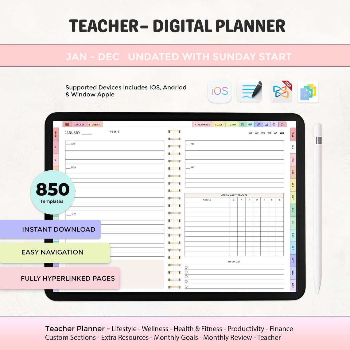 Ultimate Digital Teacher Planner: Dated & Undated Academic, Lesson, and ...
