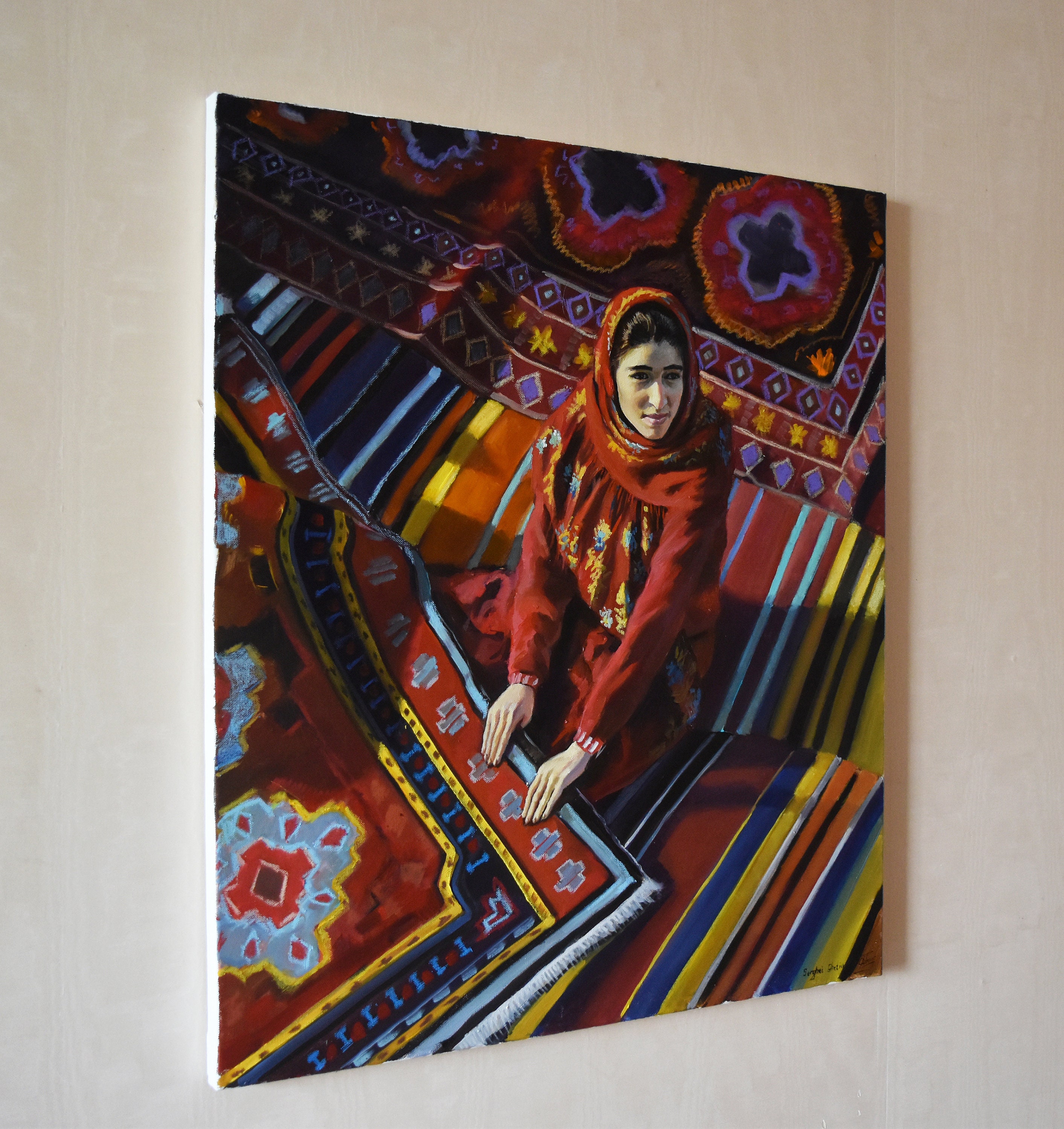 East Woman Portrait Girl in Red Portrait Art Original Woman Painting ...