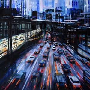 Cityscape Art Abstract Cityscape Painting Urban Wall Art Street Cars ...