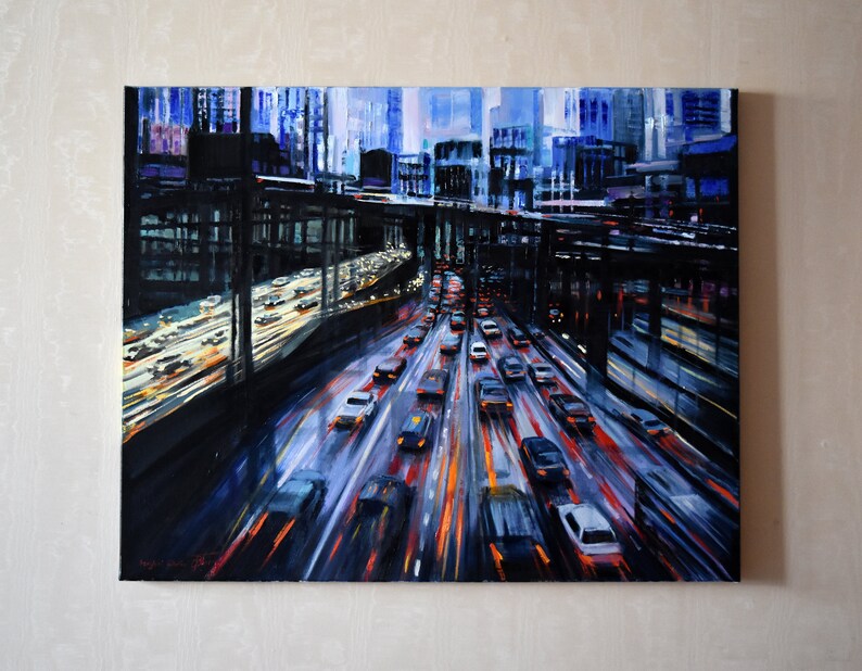 Cityscape Art Abstract Cityscape Painting Urban Wall Art Street Cars ...