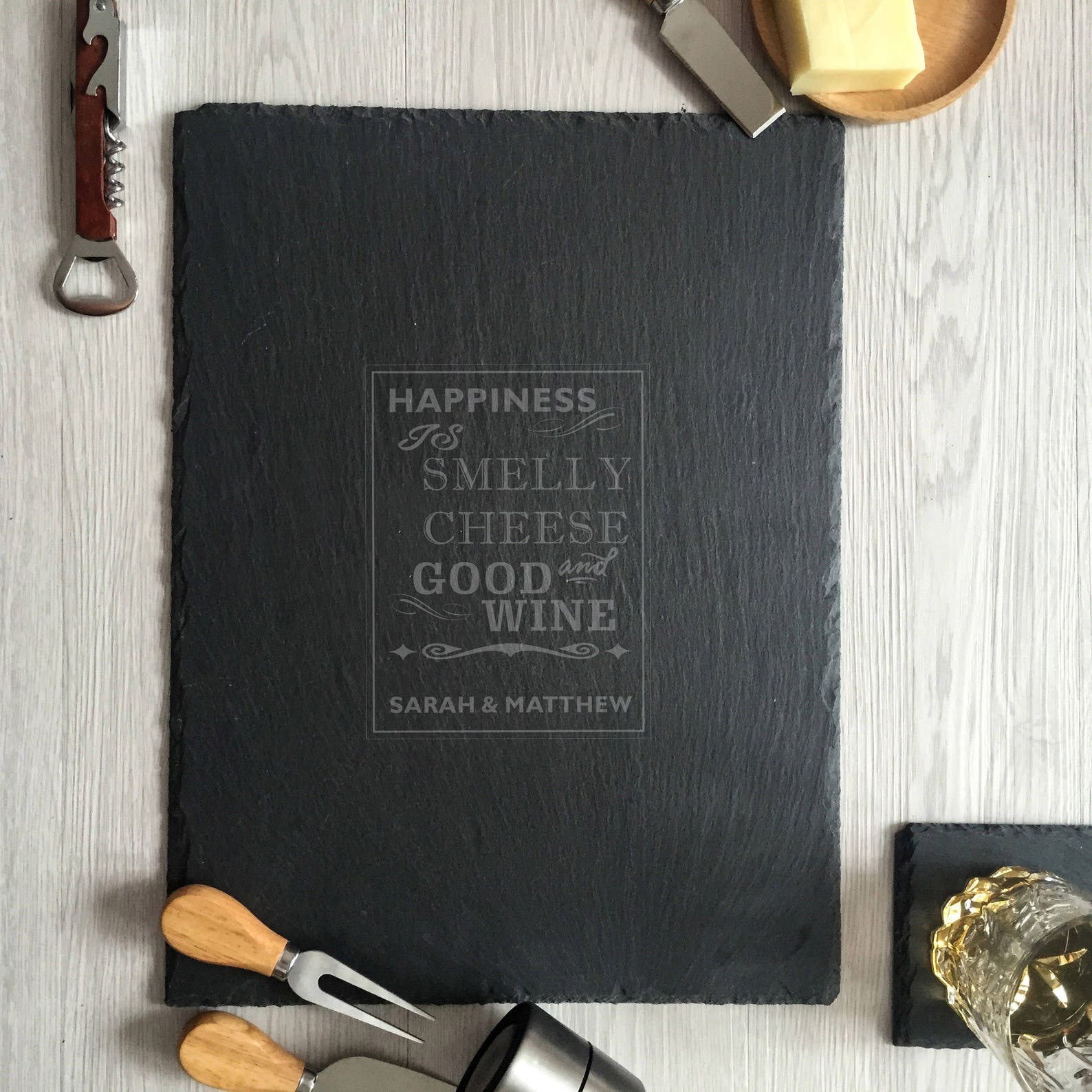 Wine Sayings Engraved Cheese Board Custom Slate Cheese Board ...