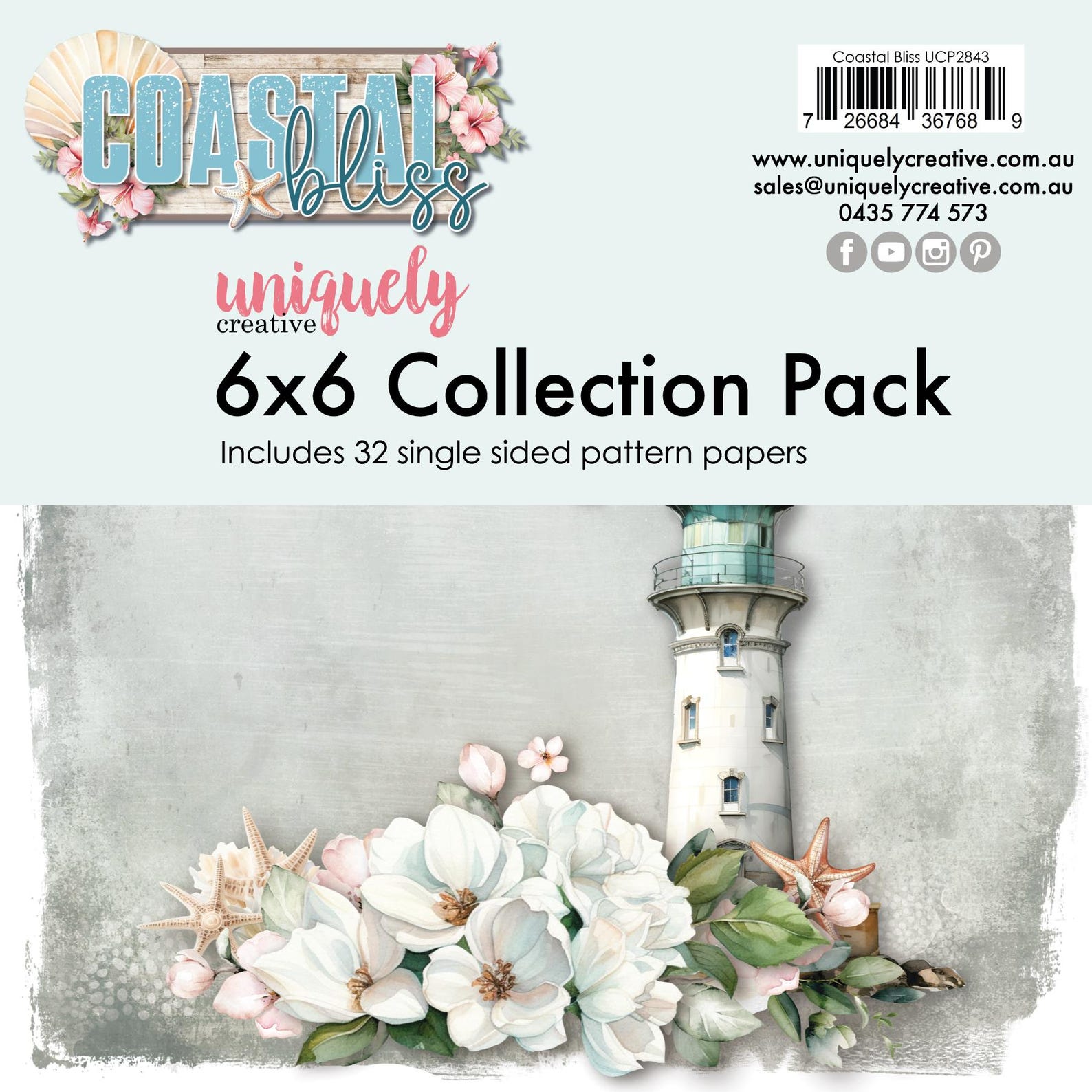 Coastal Bliss Collection- 12x12 Paper-creative Cuts- 6x6 Paper Packs ...
