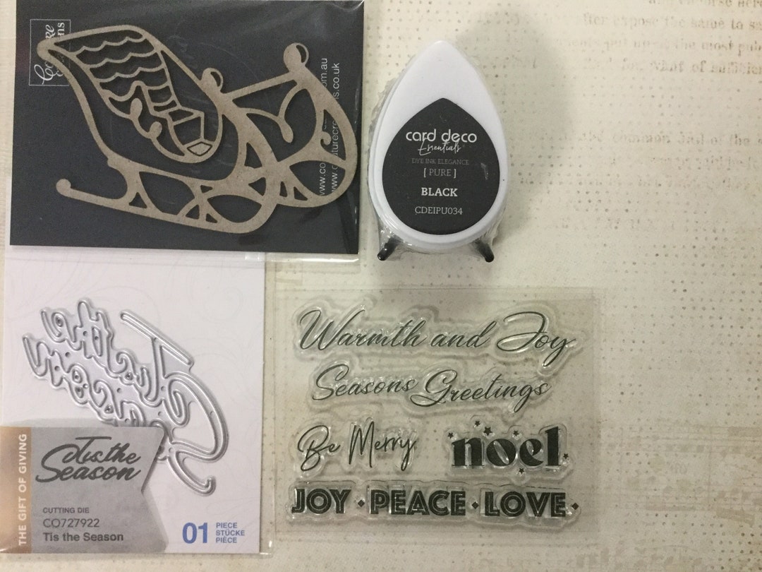 Christmas Set 1-stamp Inkpad Die & Chipboard Diecut - Etsy