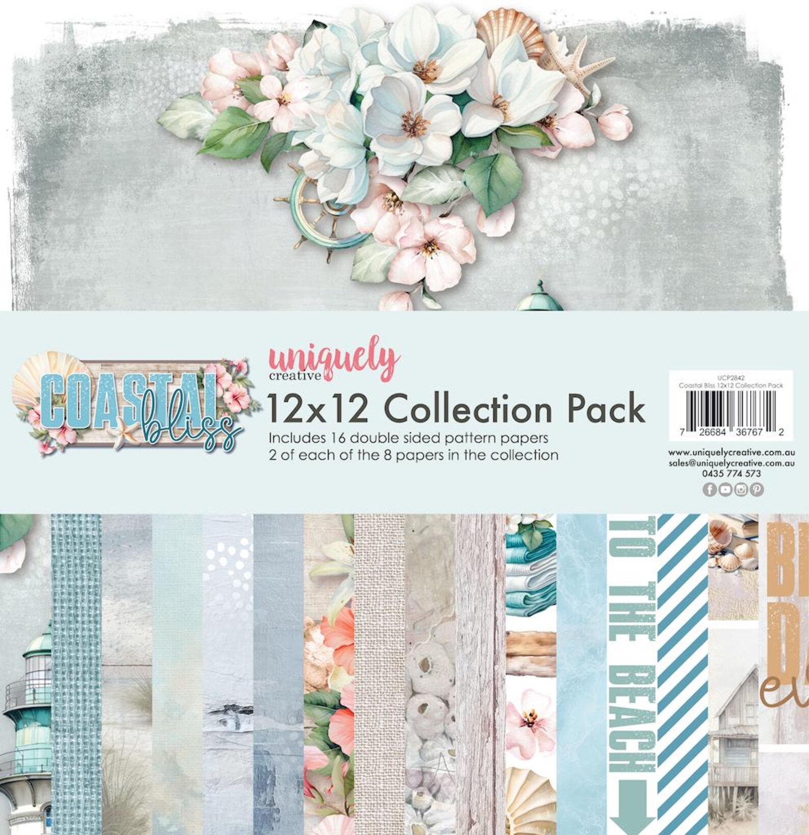 Coastal Bliss Collection- 12x12 Paper-creative Cuts- 6x6 Paper Packs ...