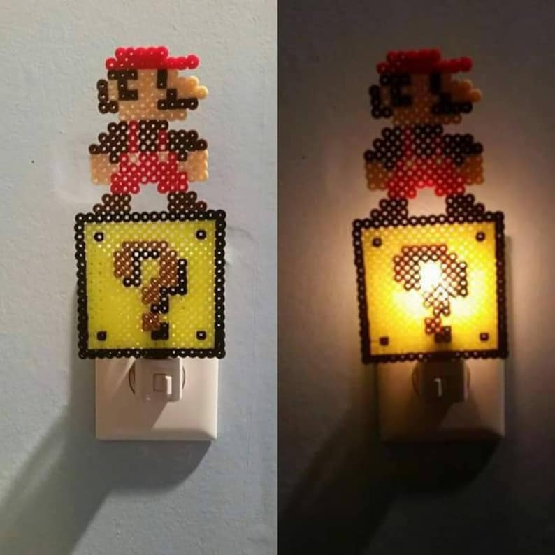 Mario Question Block Perler Pixel Night Light for Bedroom Living Room ...