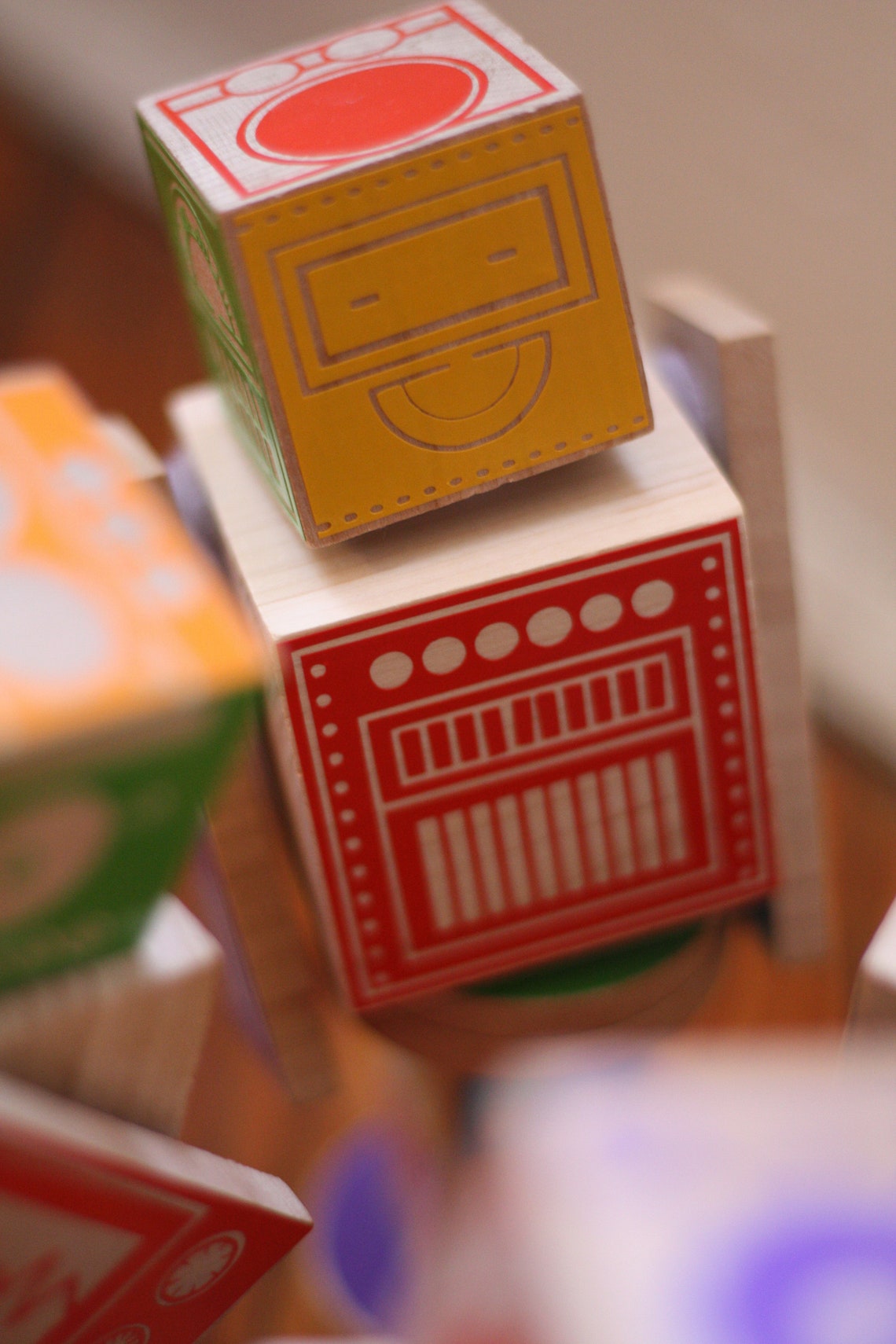 Rainbow Wooden Robots Unit Yellow - Etsy