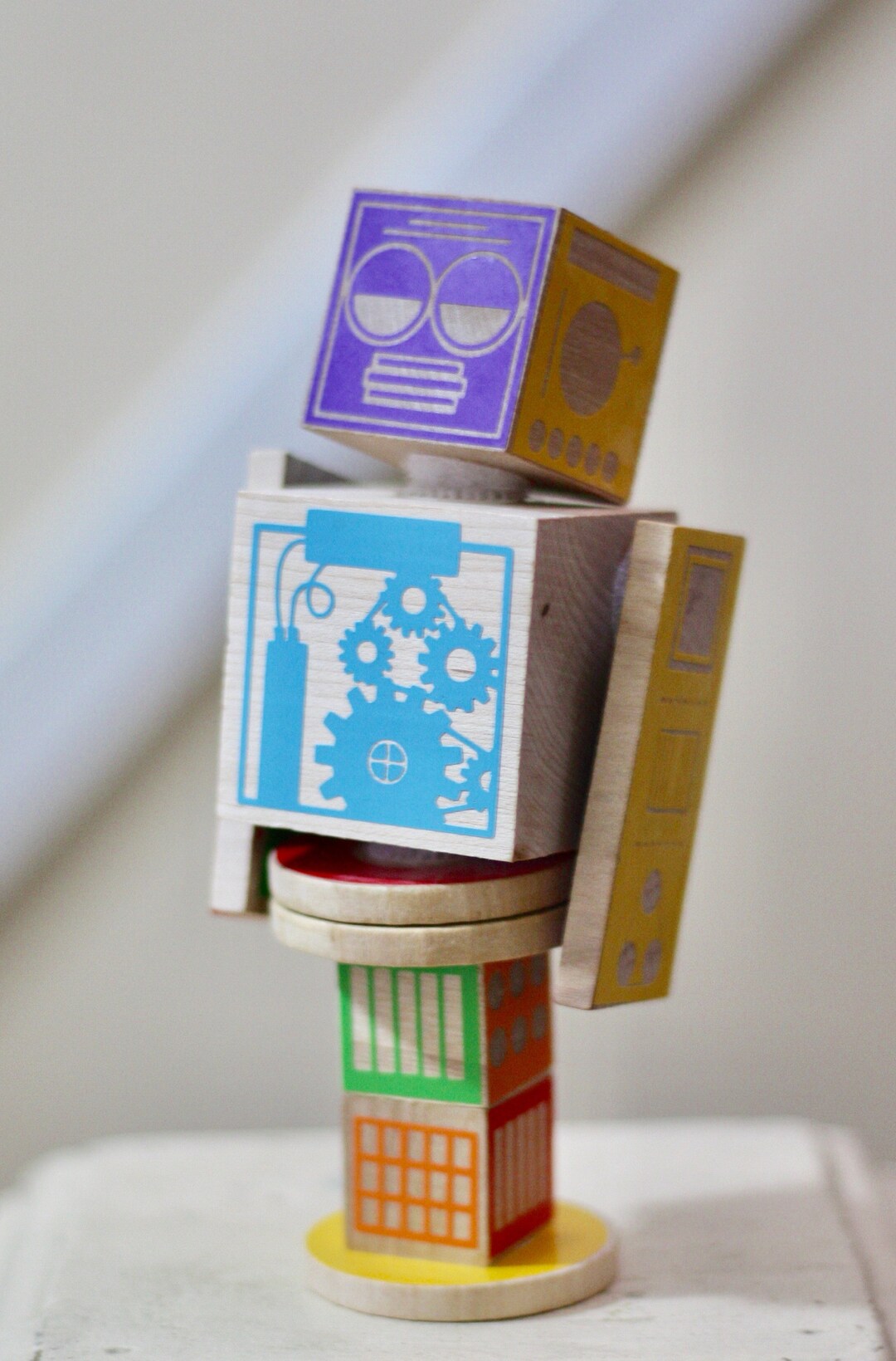 Rainbow Wooden Robots - Powered Purple - Etsy
