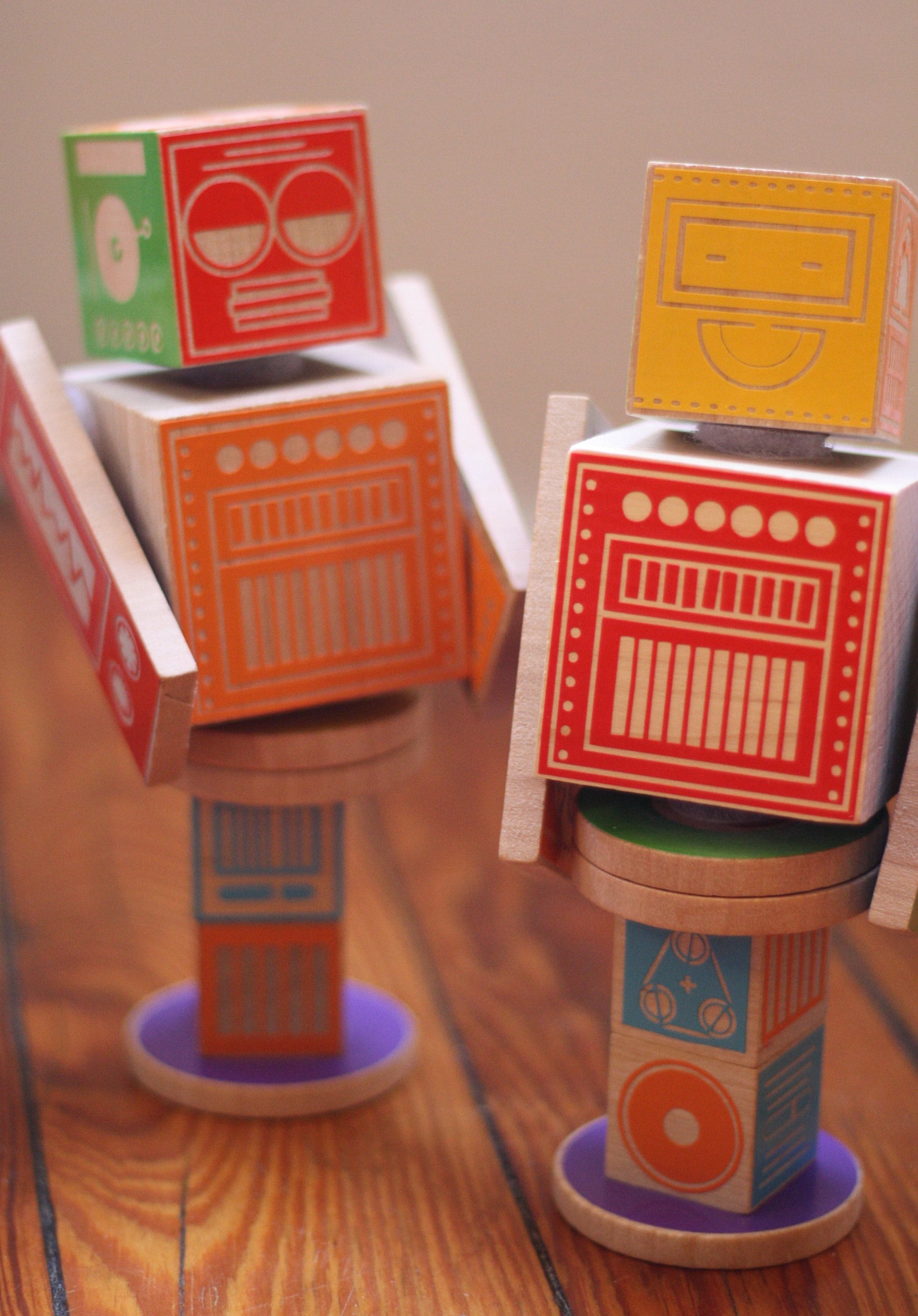 Rainbow Wooden Robots - Primary Red - Etsy