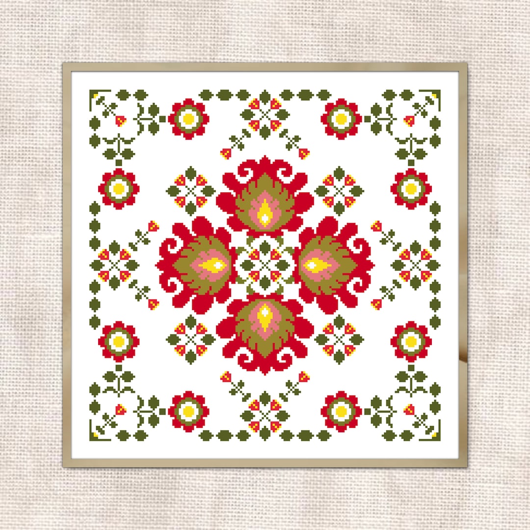 Polish Wycinanki Counted Cross Stitch Pattern PDF, Floral Modern ...