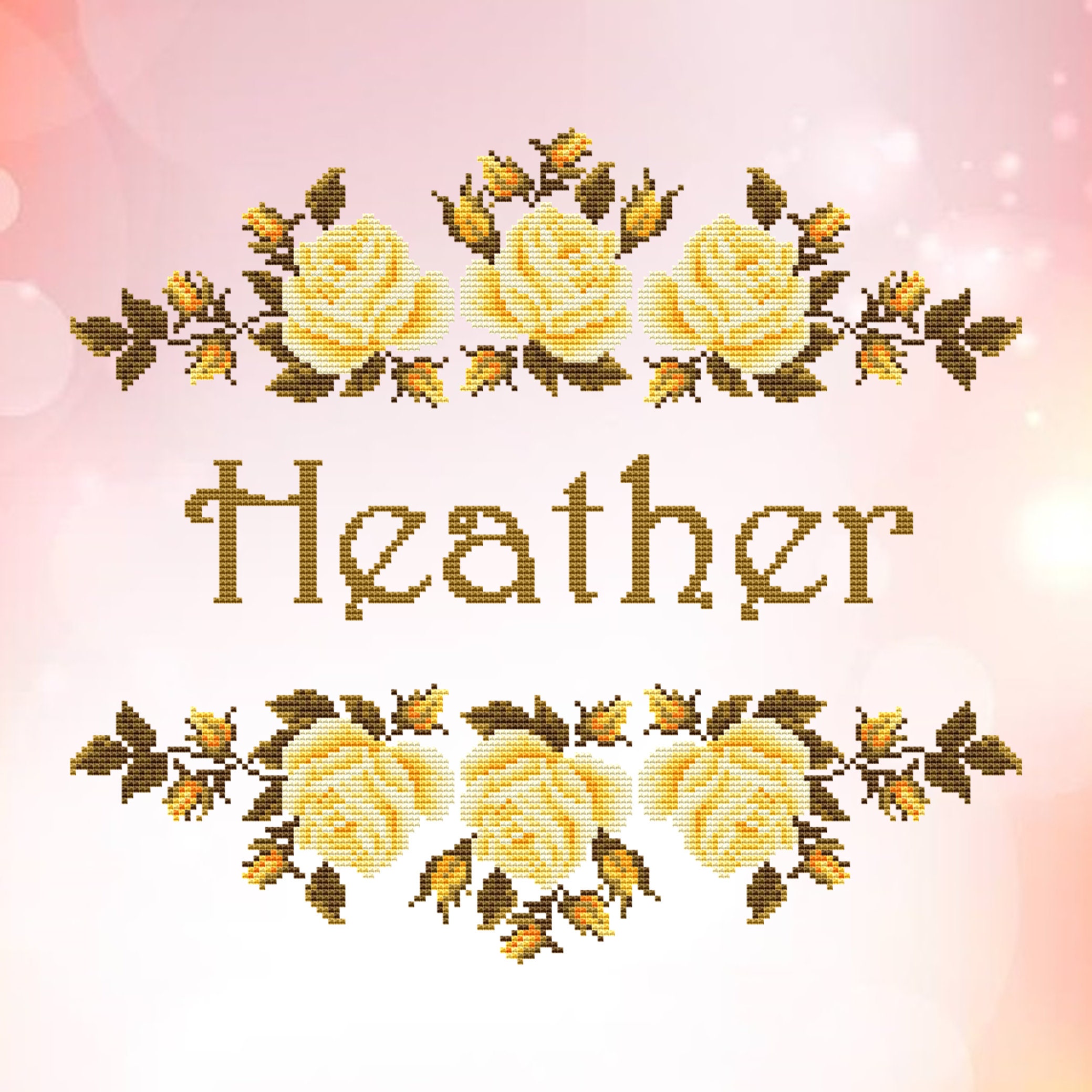 Name HEATHER & Alphabet Cross Stitch Patterns PDF Set 2 Floral ...