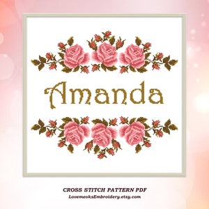 Name AMANDA & Alphabet Cross Stitch Patterns PDF Set 2 Customizable ...