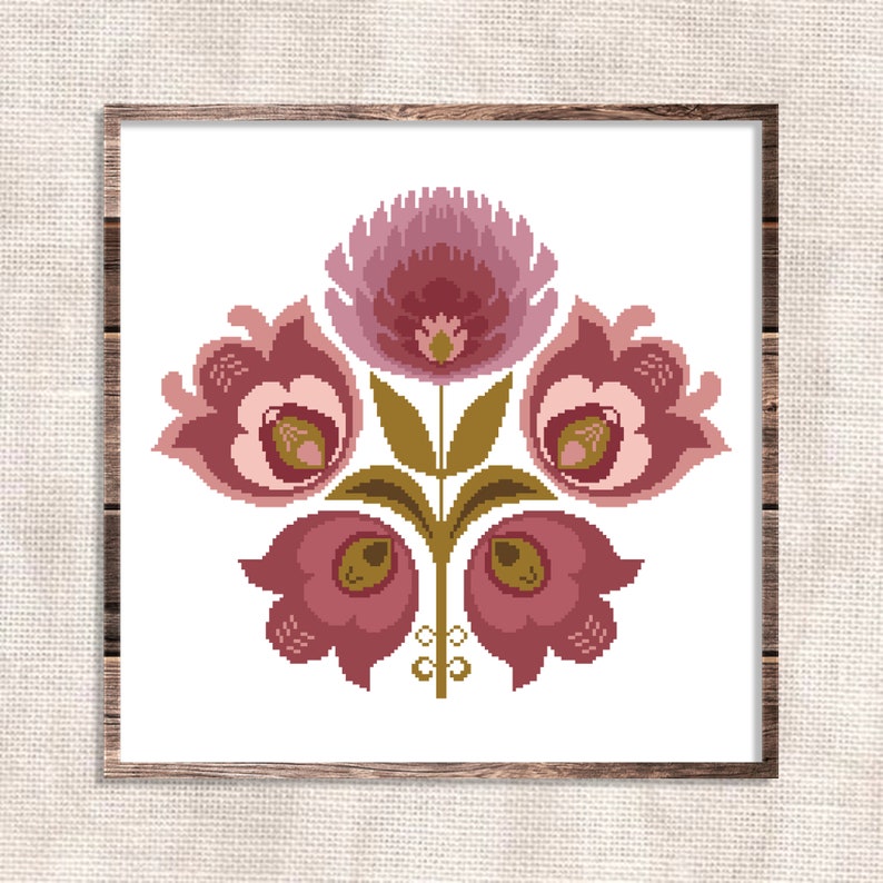 Floral Ornament Modern Cross Stitch Pattern PDF Flower Primitive Ethnic ...