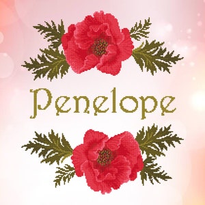 Name PENELOPE & Alphabet - Modern Counted Cross Stitch Patterns PDF ...