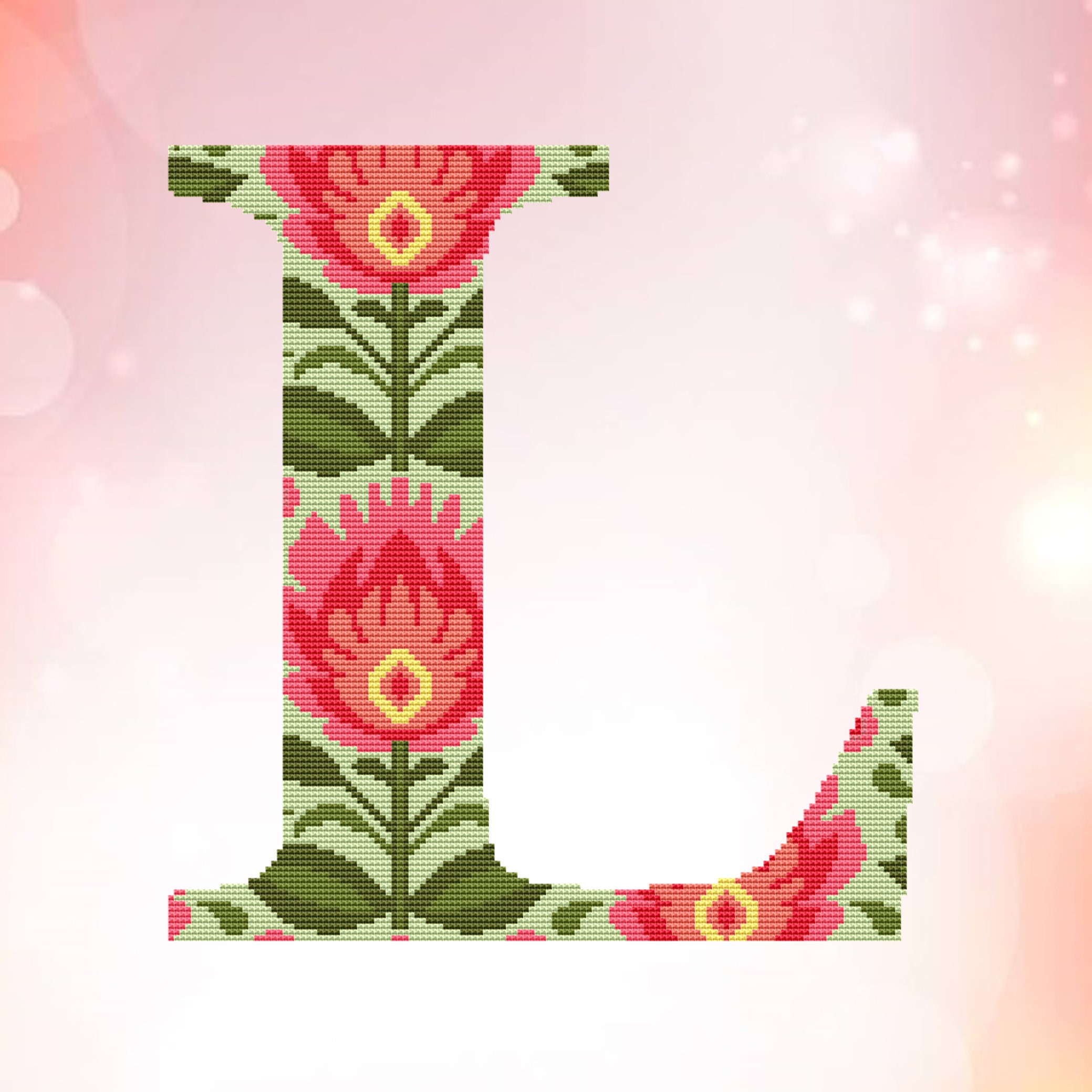 Letter L Cross Stitch Pattern PDF Modern Monogram Personalized - Etsy