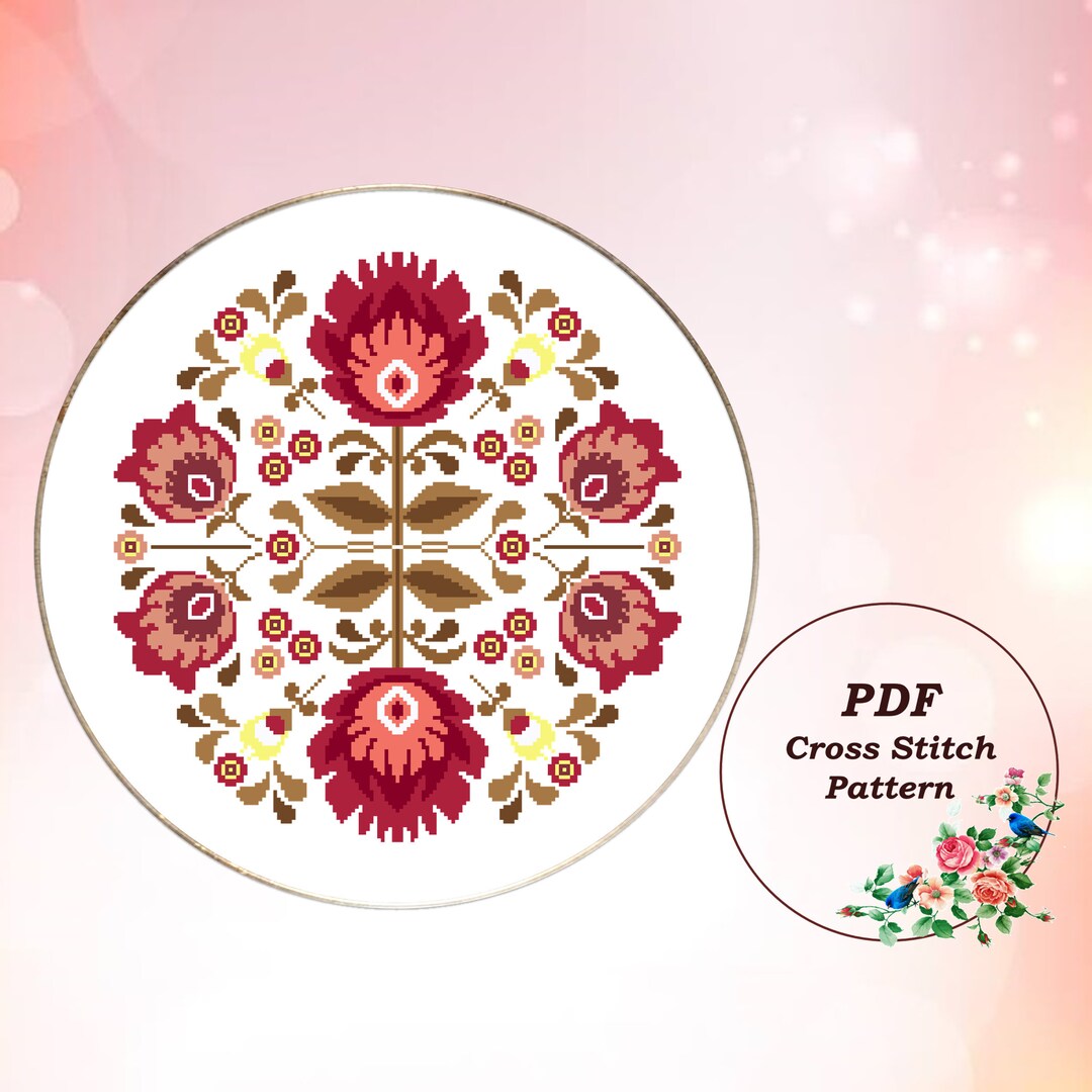 Polish Ornament Cross Stitch Pattern PDF Modern Ethnic Floral Folk ...