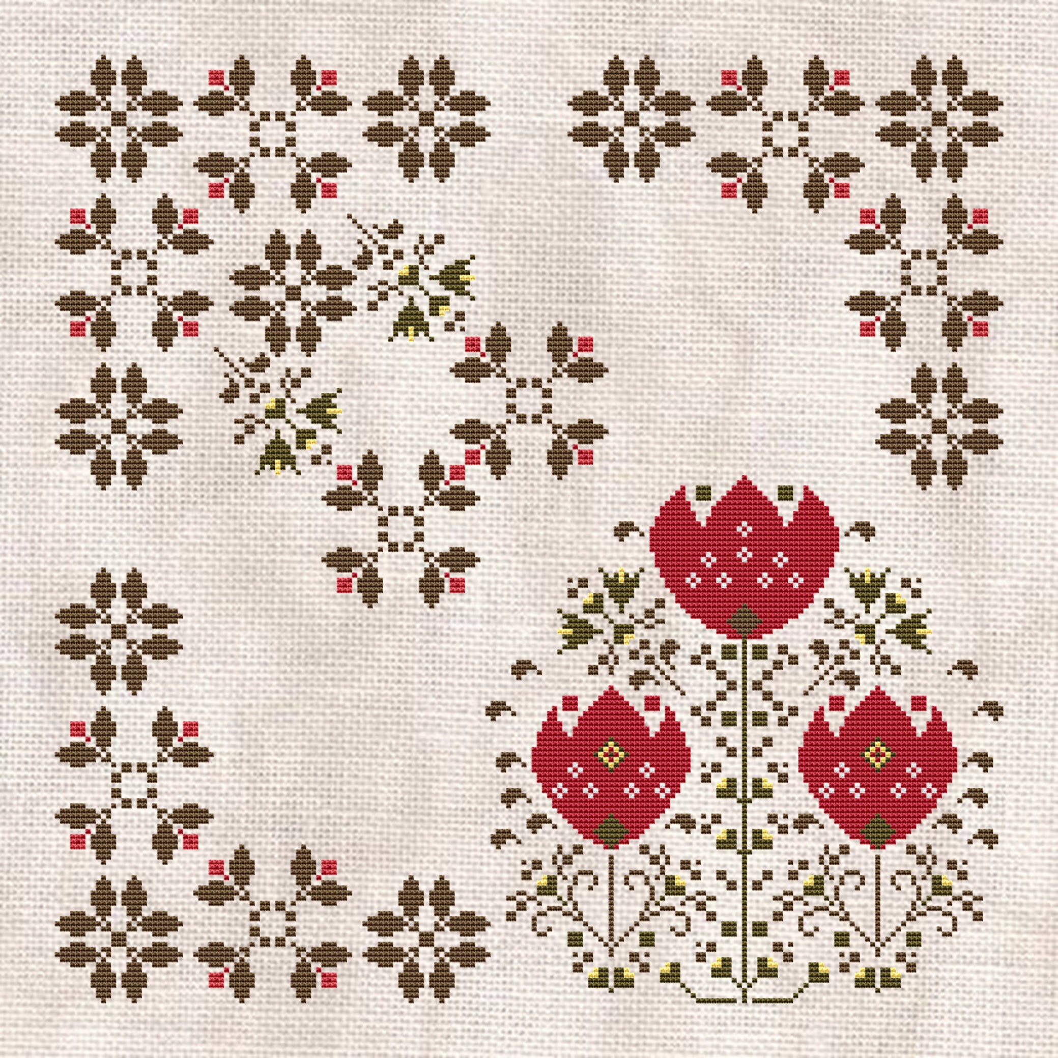 Floral Sampler Cross Stitch Pattern PDF Modern Folk Traditional ...