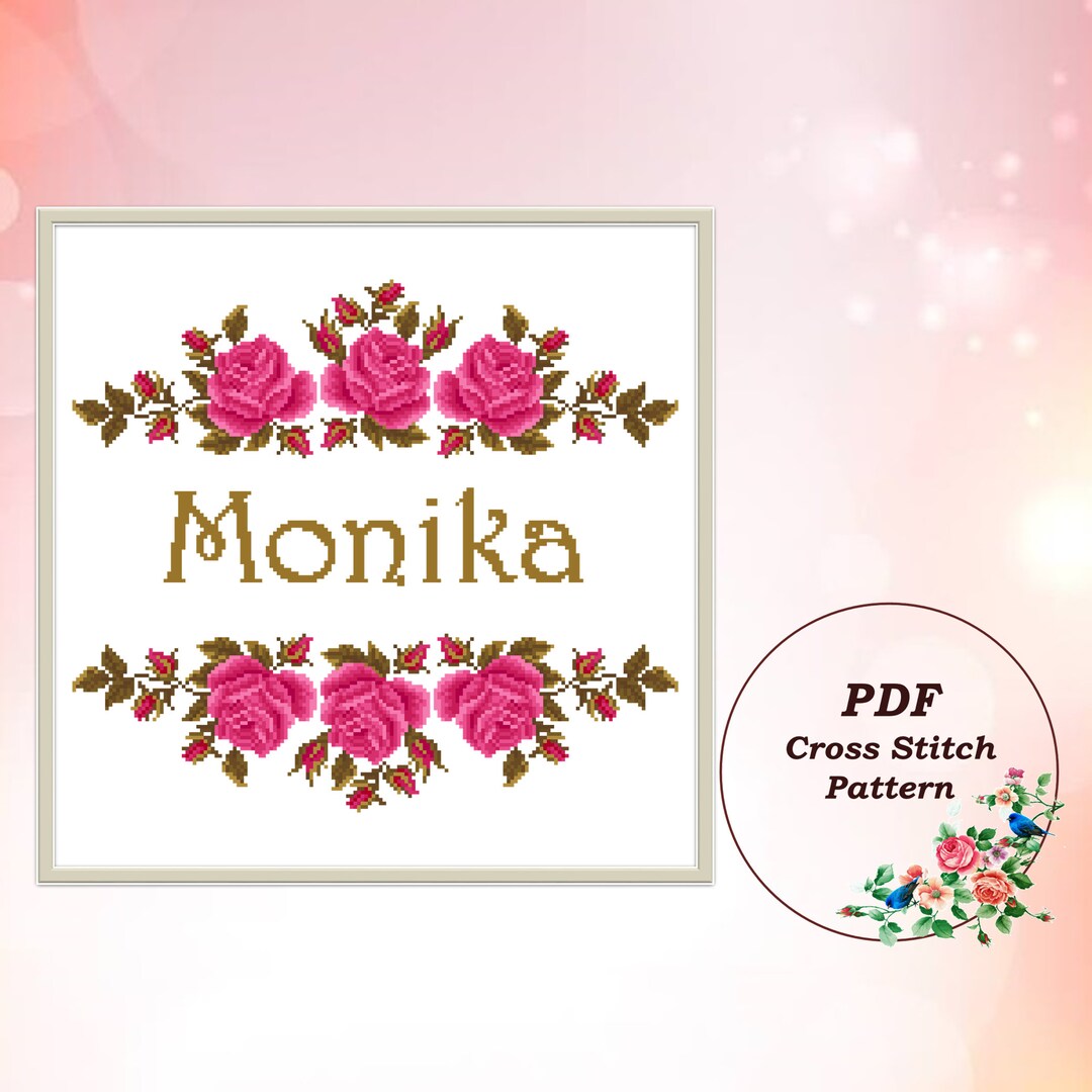 Name MONIKA & Alphabet Cross Stitch Patterns PDF Set 2 Modern - Etsy