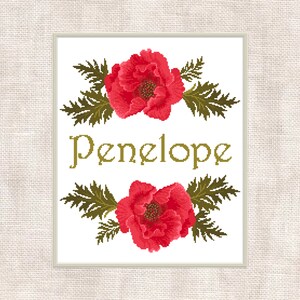 Name PENELOPE & Alphabet Modern Counted Cross Stitch Patterns PDF, Set ...