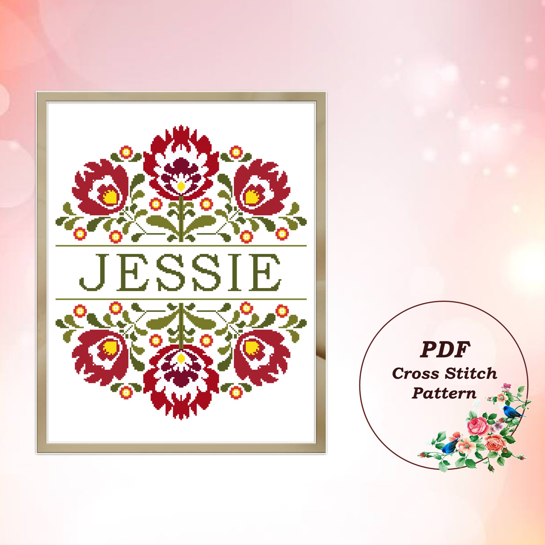 Name JESSIE & All Alphabet Modern Cross Stitch Patterns PDF Set of 2 ...
