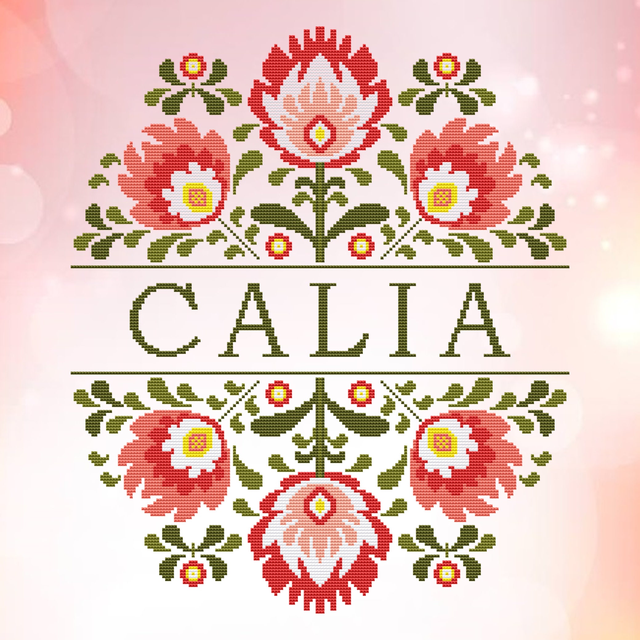 Name CALIA & All Alphabet Modern Cross Stitch Patterns PDF Set of 2 ...