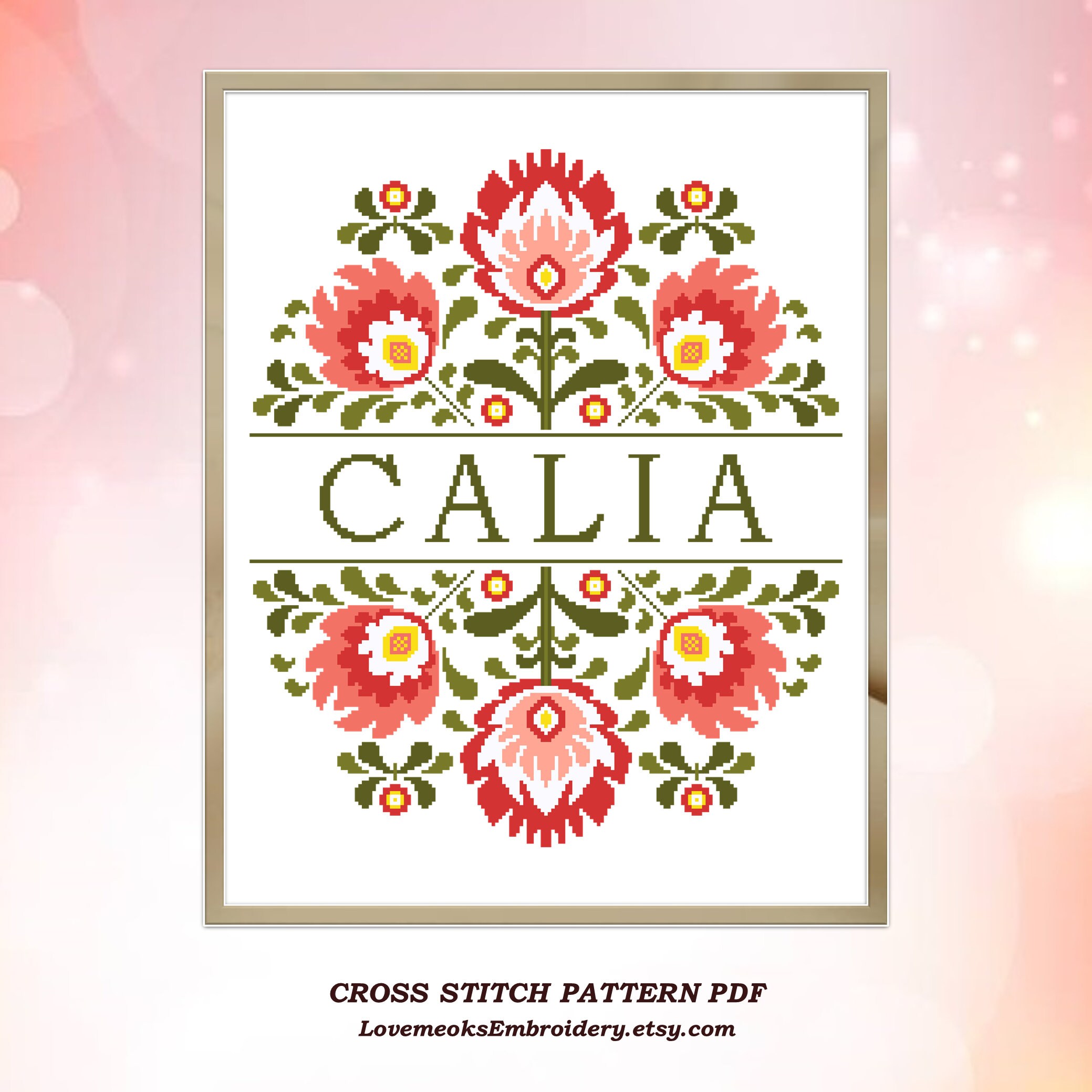 Name CALIA & All Alphabet Modern Cross Stitch Patterns PDF Set of 2 ...
