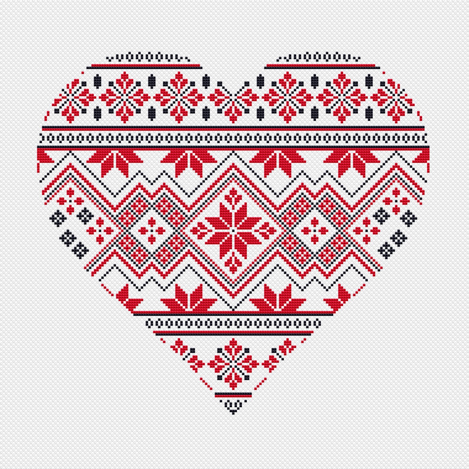 Scandinavian Heart cross stitch pattern PDF Nordic ornament | Etsy