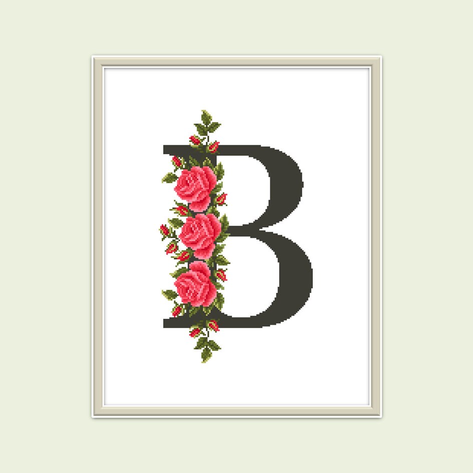 Letter B Cross stitch pattern Floral Alphabet instant download PDF ...