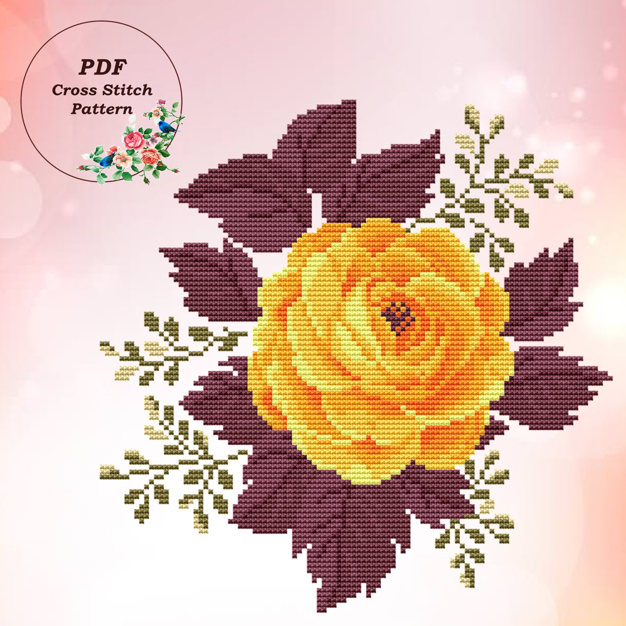 Vintage Summer Flower Bouquet Custom Counted Cross Stitch Pattern ...