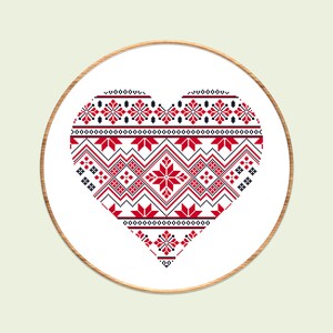 Scandinavian Heart cross stitch pattern PDF Nordic ornament | Etsy