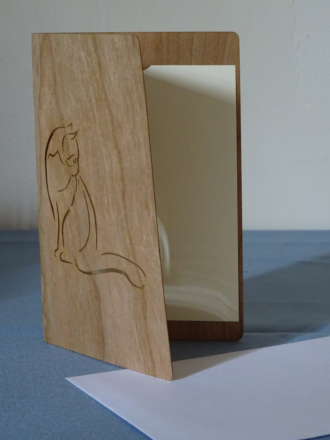 Flexible Laser Cut Veneer Card. Model cat 3. Comes With Envelope and ...