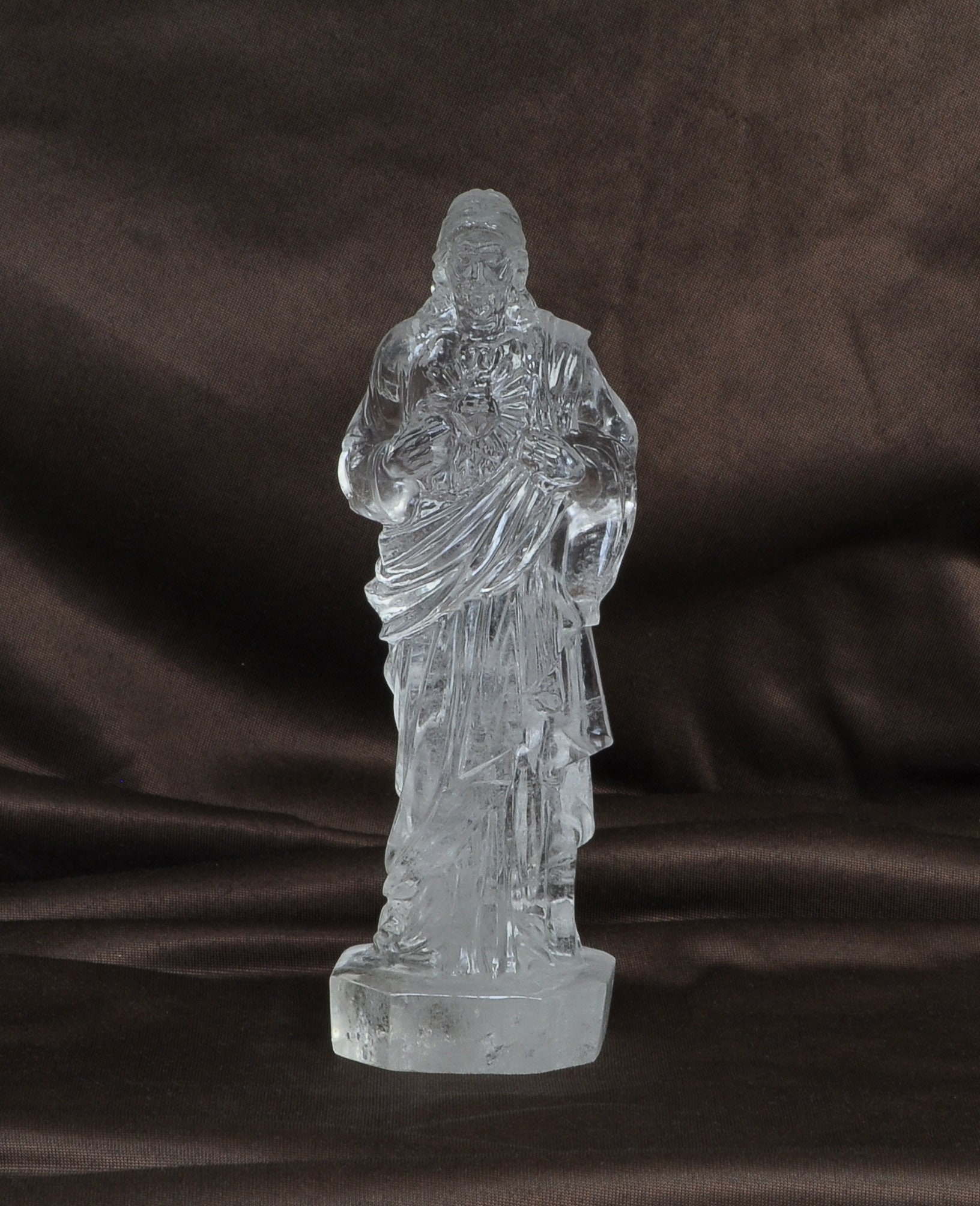 Sacred Heart of Jesus Statue Sculpture Natural Rock Crystal Quartz 8.3 ...