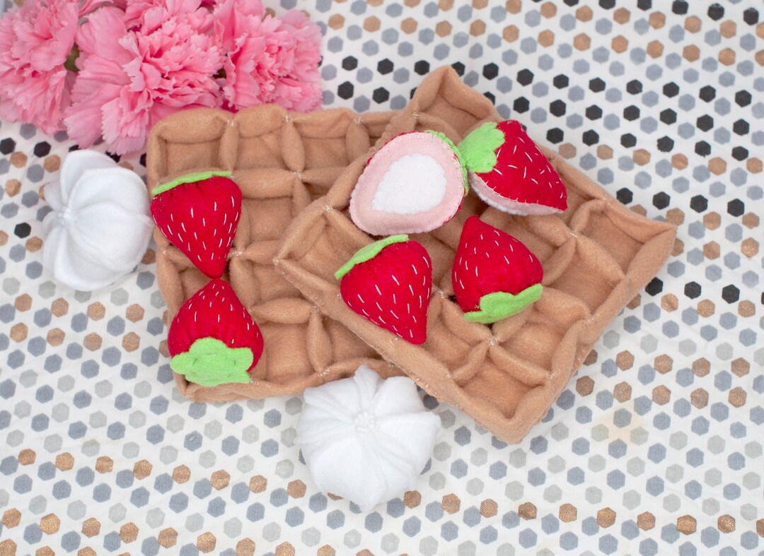 Felt Food Waffle Set, Play Food, Pretend Food for Play, Play Kitchen ...
