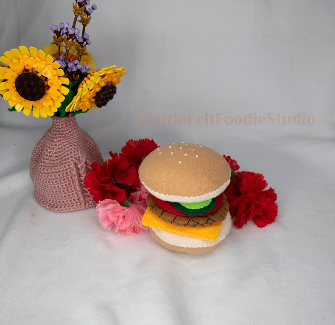Felt Food, Pretend Food, Felt Food Hamburger, Felt Meal, Play Kitchen ...