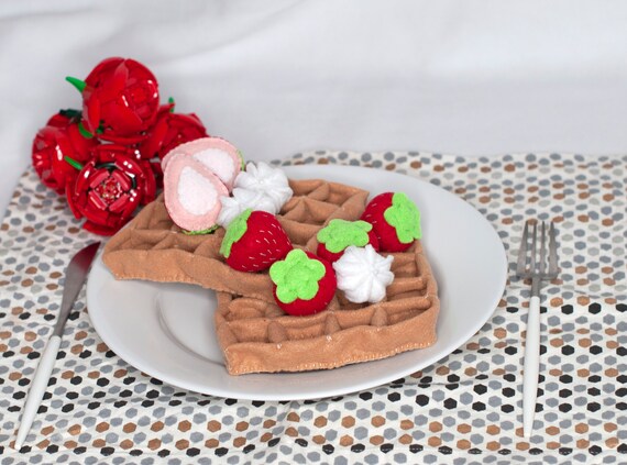Felt Food Waffle Set Play Food Pretend Food for Play Play | Etsy