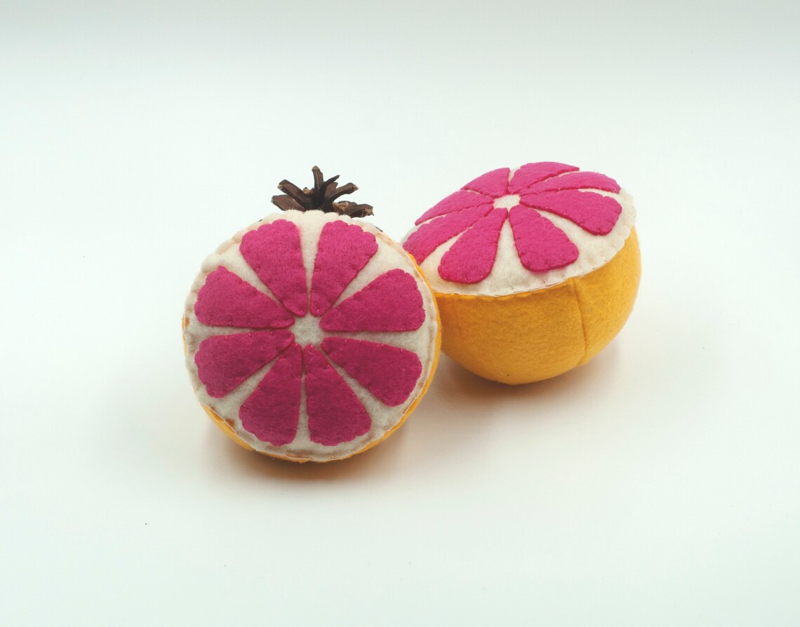 Felt Food Grapefruit Set Pretend Food for Play Kitchen | Etsy