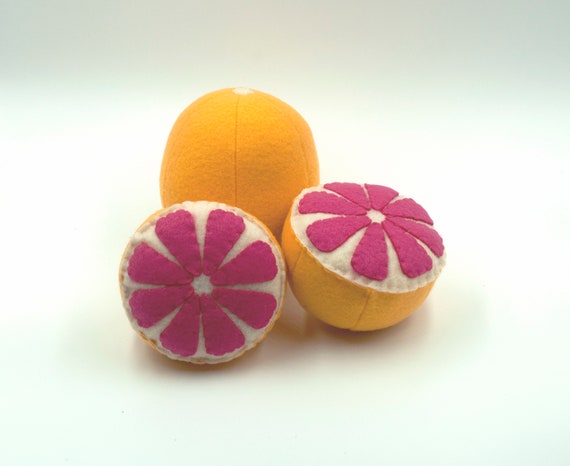 Felt Food Grapefruit Set Pretend Food for Play Kitchen | Etsy