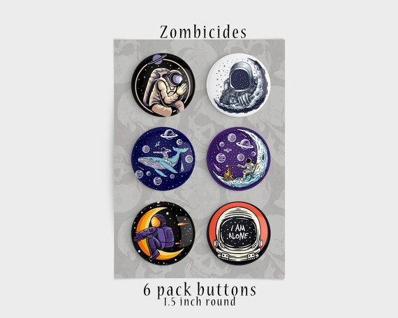 Astronaut Buttons/pins 6 Pack Buttons Backpack Accessories - Etsy